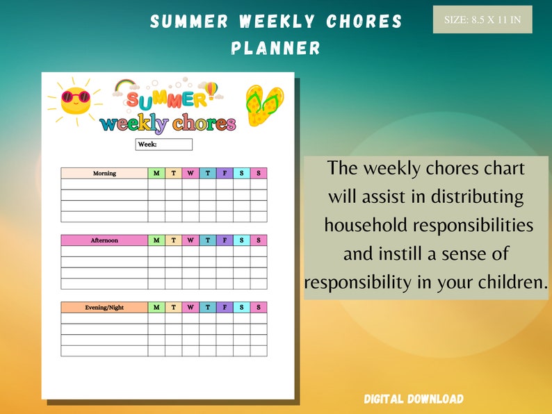 Summer Bucket List Planner Kids' Fun Activities Printable Weekly Summer ...