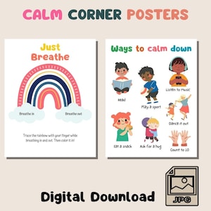 Calm Down Corner Posters Grounding Classroom Calming Technique Kid's ...