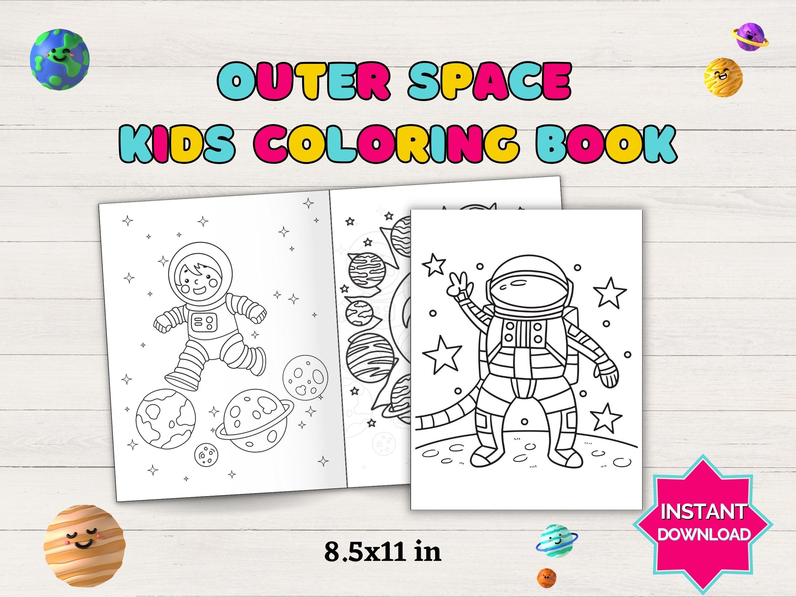 Space-themed Coloring Pages Space Planets Coloring Book Summer Activity ...
