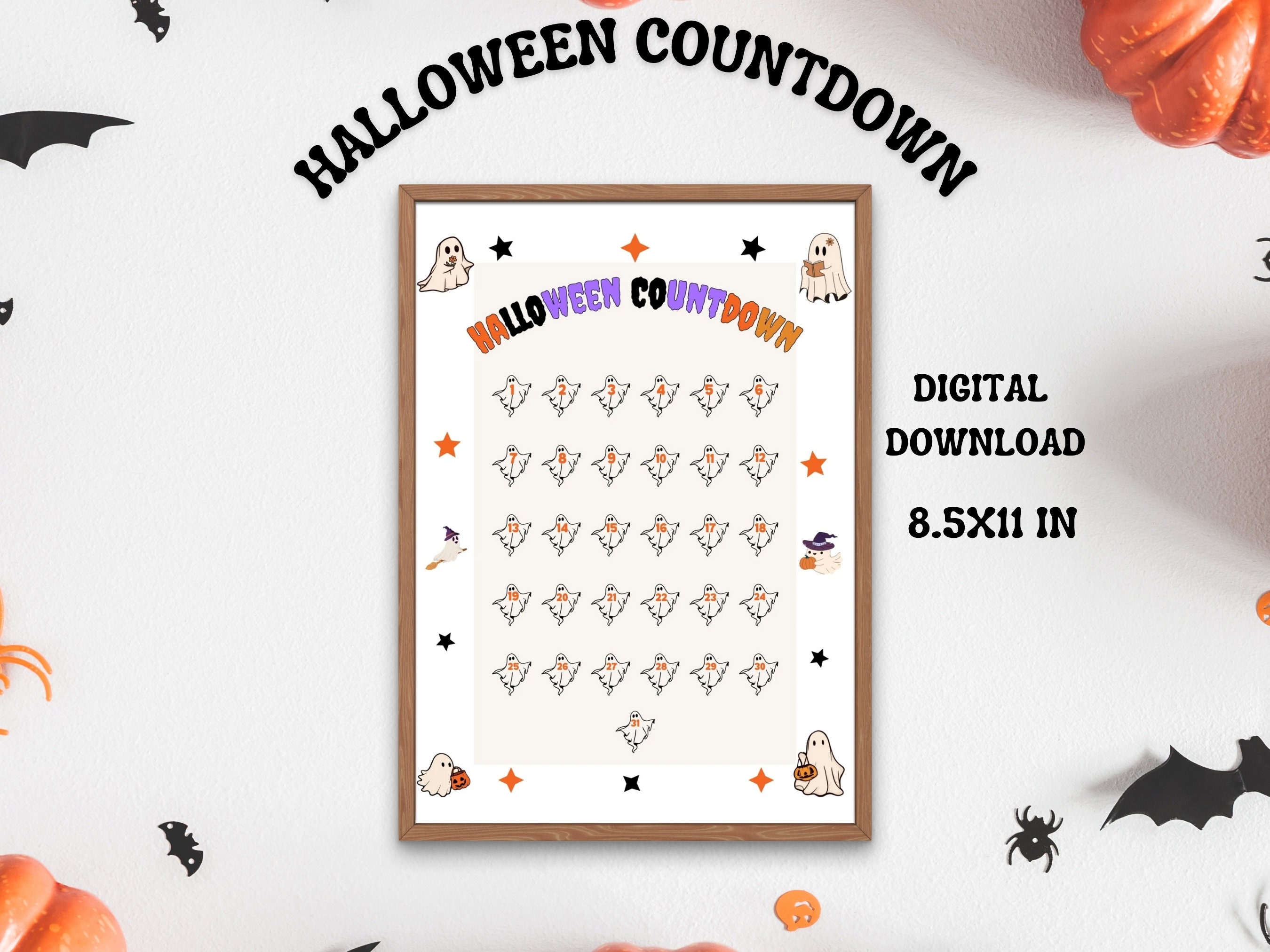 Halloween Countdown Printable, Halloween Advent Calendar Gift, Fall ...
