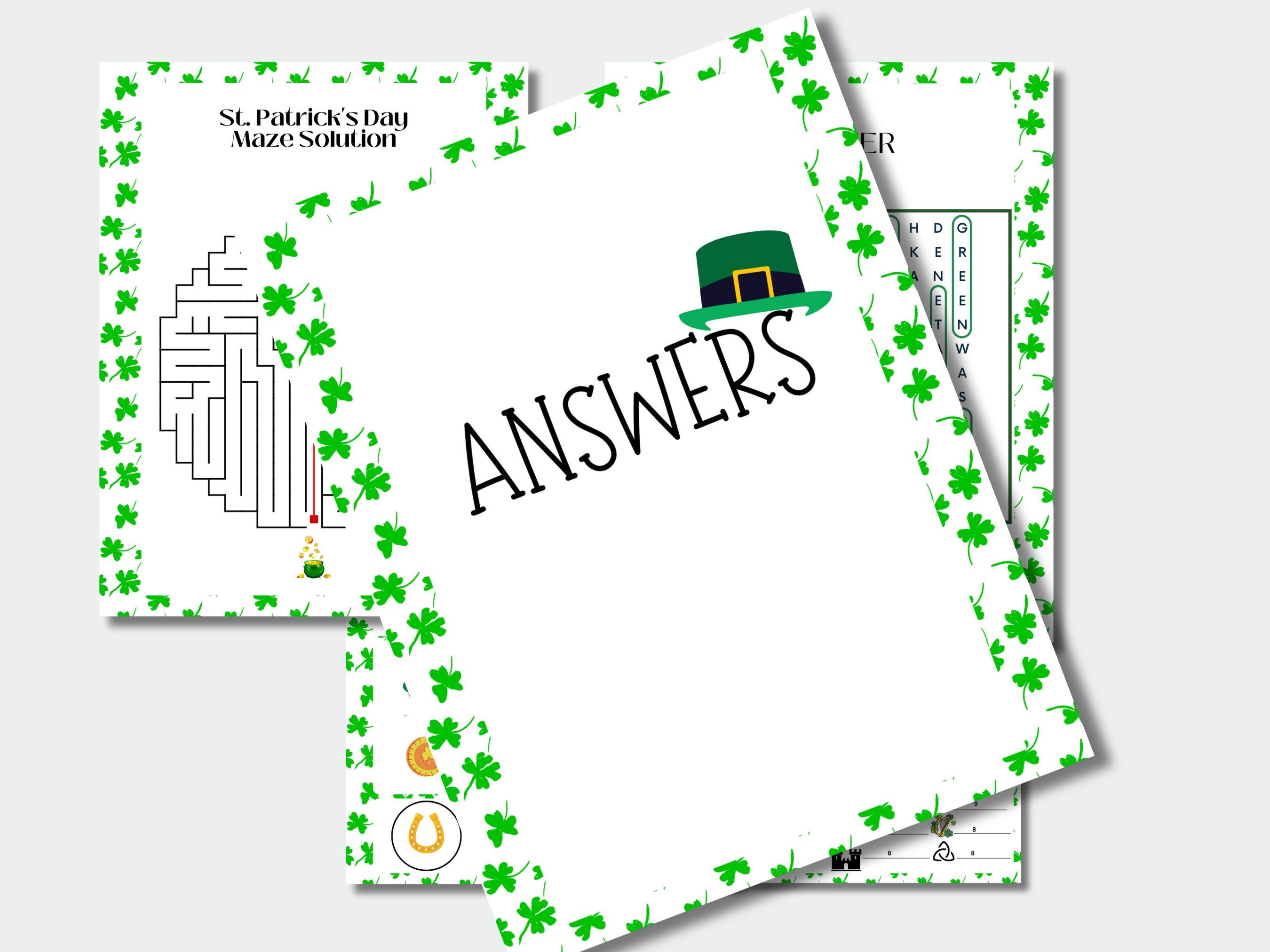 St. Patrick's Day Kids Activities Word Search, I Spy, Maze, Unscramble ...
