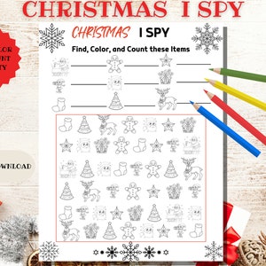 Christmas I Spy Printable Activity, Kid's Christmas Party Game, Busy ...