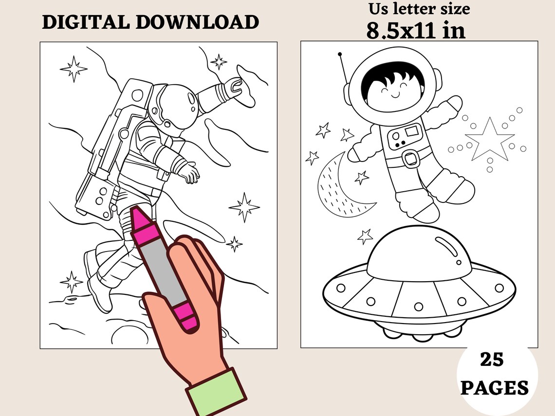 Space-themed Coloring Pages Space Planets Coloring Book Summer - Etsy