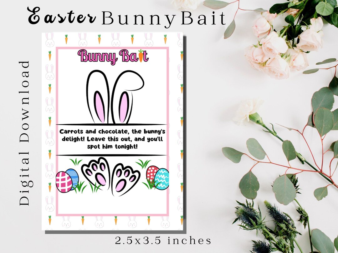 Printable Easter Bunny Bait Card - Adorable Bunny Food Tag, Perfect for ...