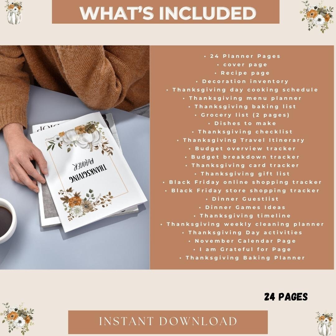 Thanksgiving Planner Turkey Day Thanksgiving Bundle Holiday Menu ...