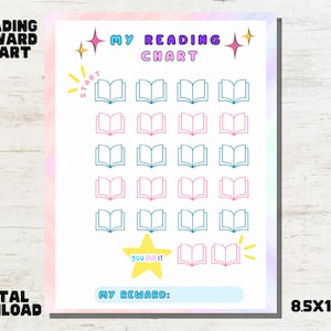 Kids Printable Reading Chart-toddler Reward Chore Chart, Behavior Chart ...
