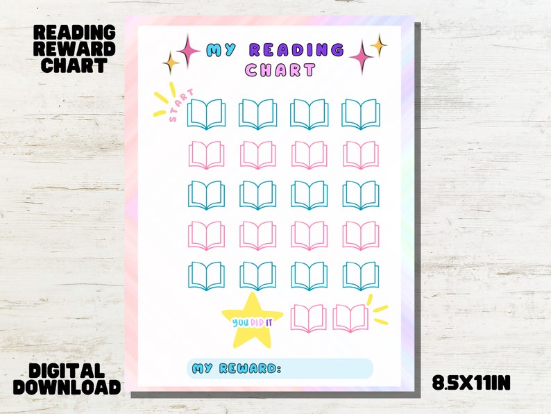 Kids Printable Reading Chart-toddler Reward Chore Chart, Behavior Chart ...