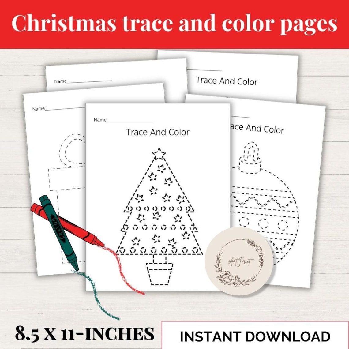 Christmas Tracing Practice Worksheets for Preschoolers and Handwriting ...