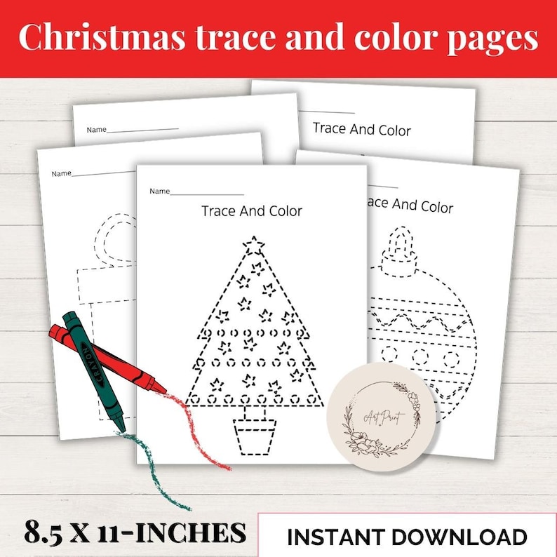 Christmas Tracing Practice Worksheets for Preschoolers and Handwriting ...
