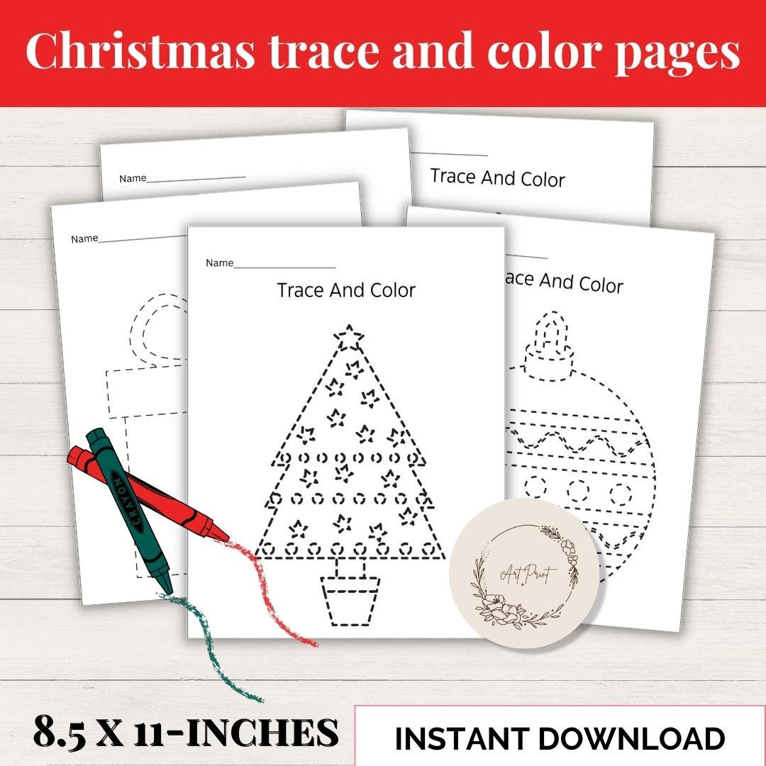 Christmas Tracing Practice Worksheets for Preschoolers and Handwriting ...