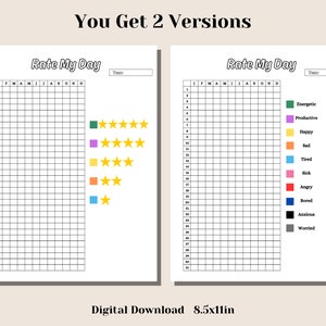 Rate My Day Printable Emotional Support Year-in-pixels Tracker-mood ...