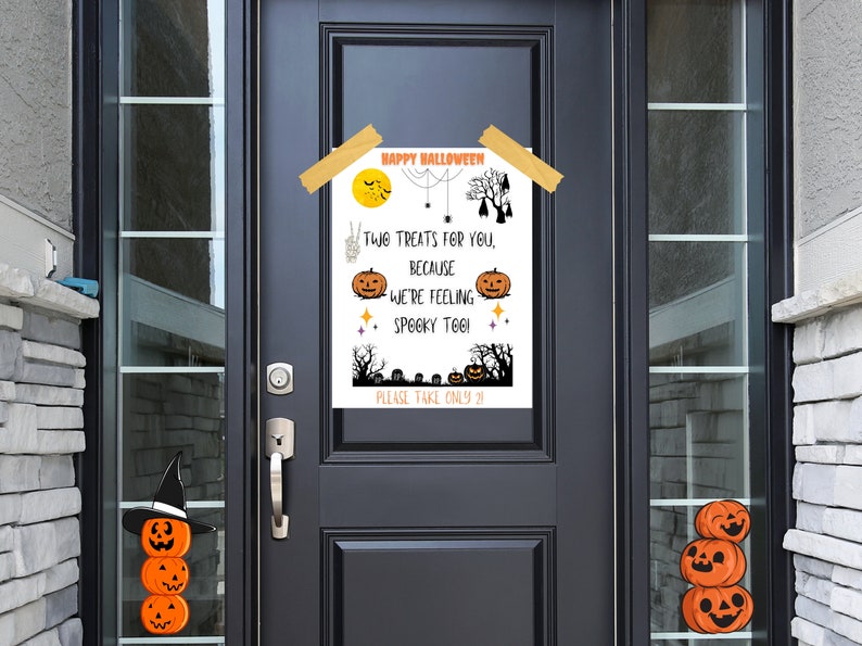 Trick or Treat Sign Halloween Candy Sign Halloween Porch Sign Please ...