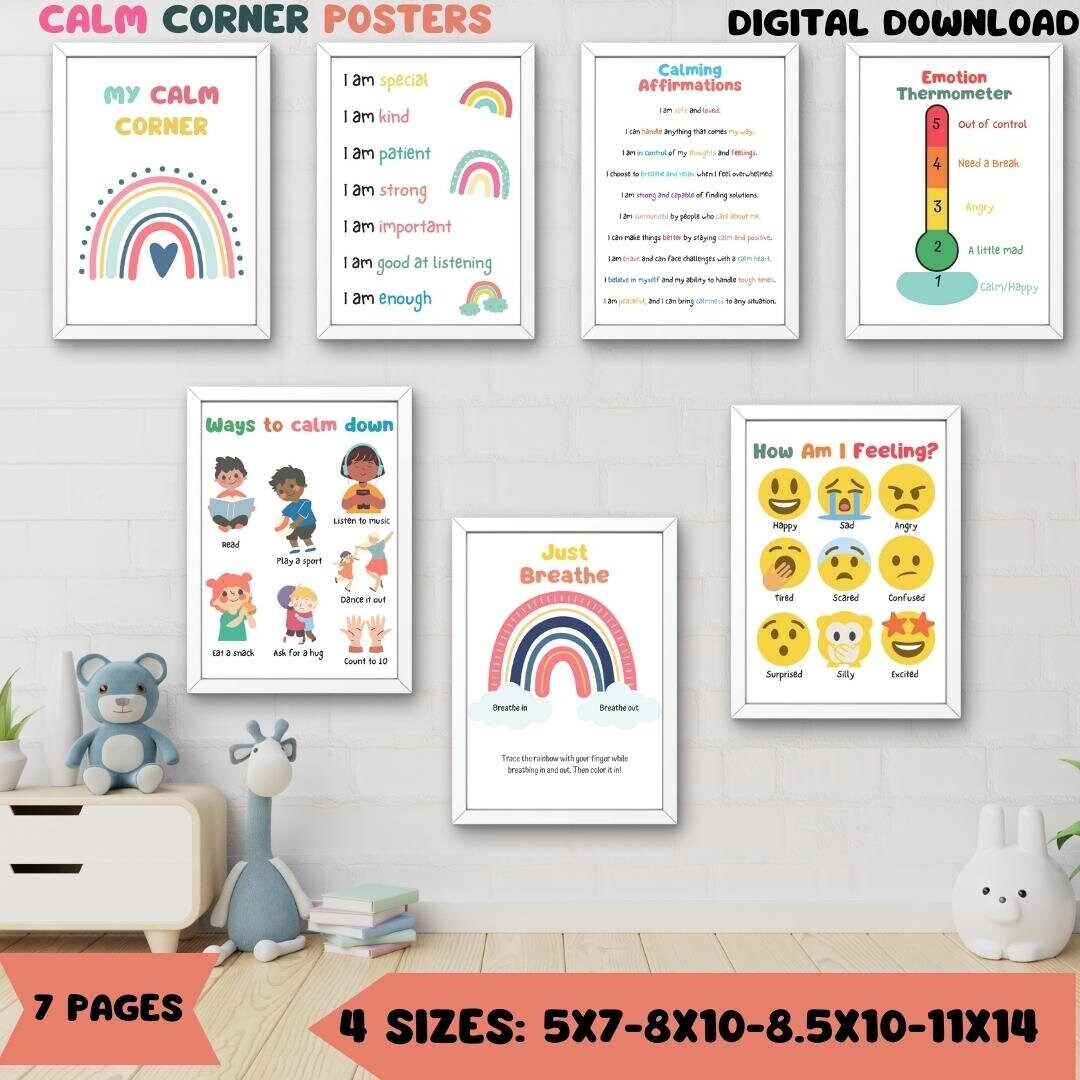 Calm Down Corner Posters Grounding Classroom Calming Technique - Etsy