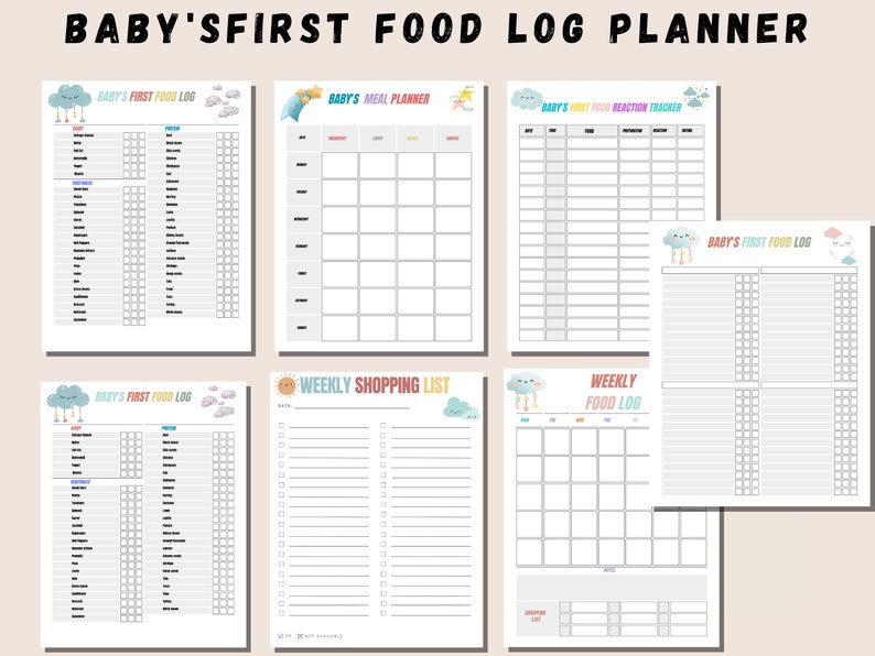 Baby First Food Planner Checklist Baby Food Diary Tracker Printable ...