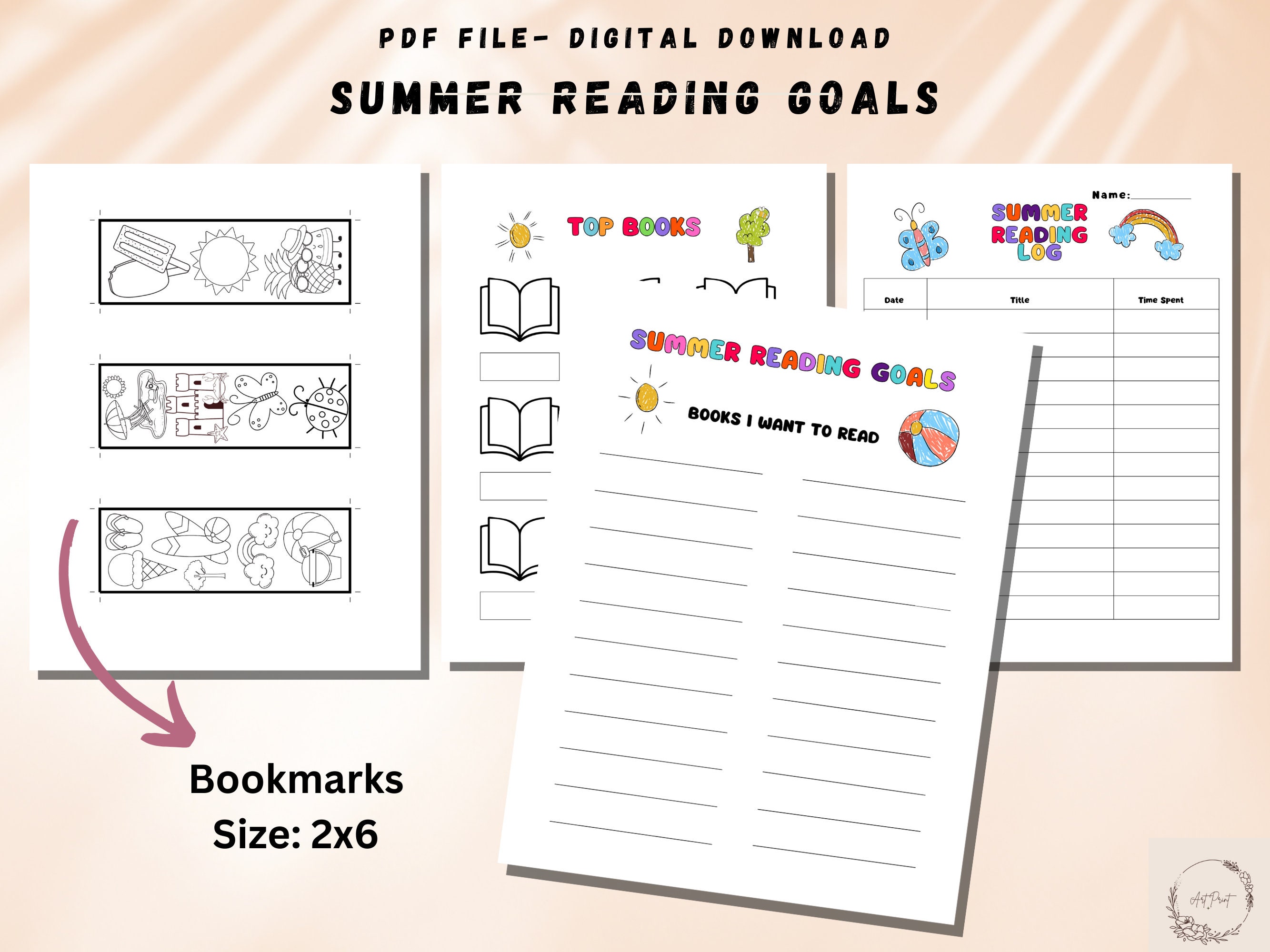 Summer Reading List Teens, Kids Reading Log Coloring Bookmarks Children ...