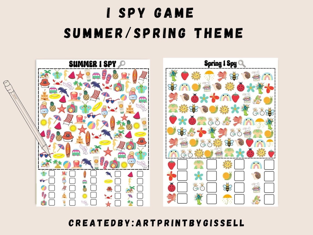 I Spy Printable Games Kids Road Trip Activity Spring Summer I - Etsy