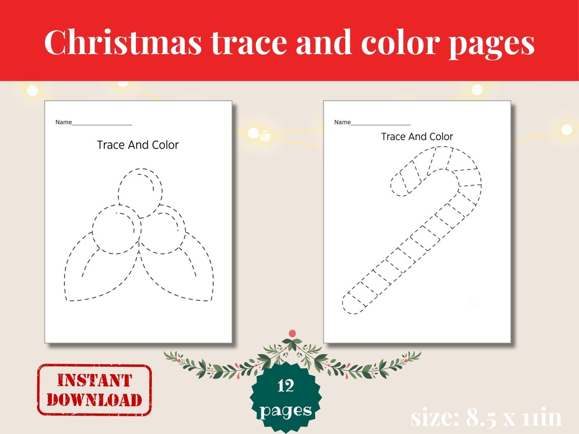 Christmas Tracing Practice Worksheets for Preschoolers and Handwriting ...