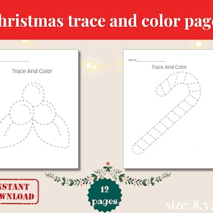 Christmas Tracing Practice Worksheets for Preschoolers and Handwriting ...