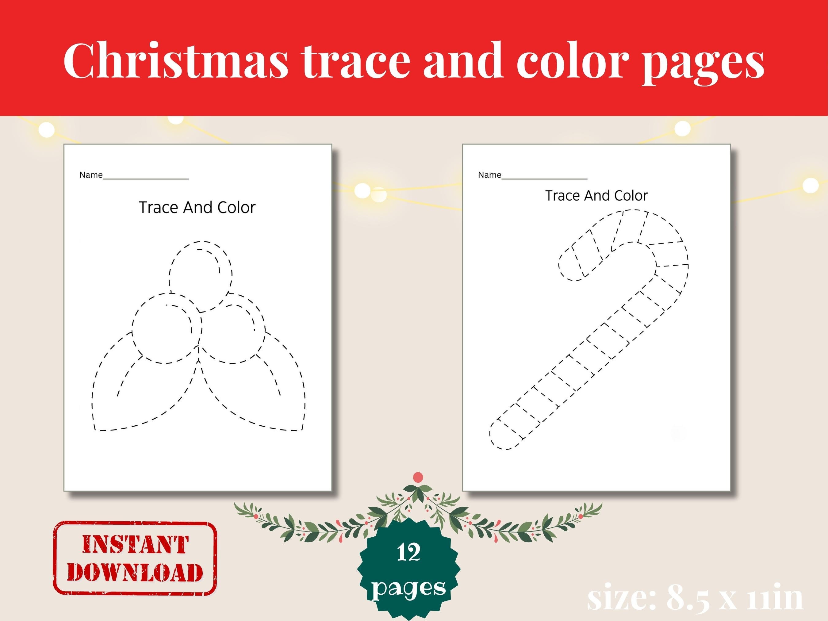 Christmas Tracing Practice Worksheets for Preschoolers and Handwriting ...