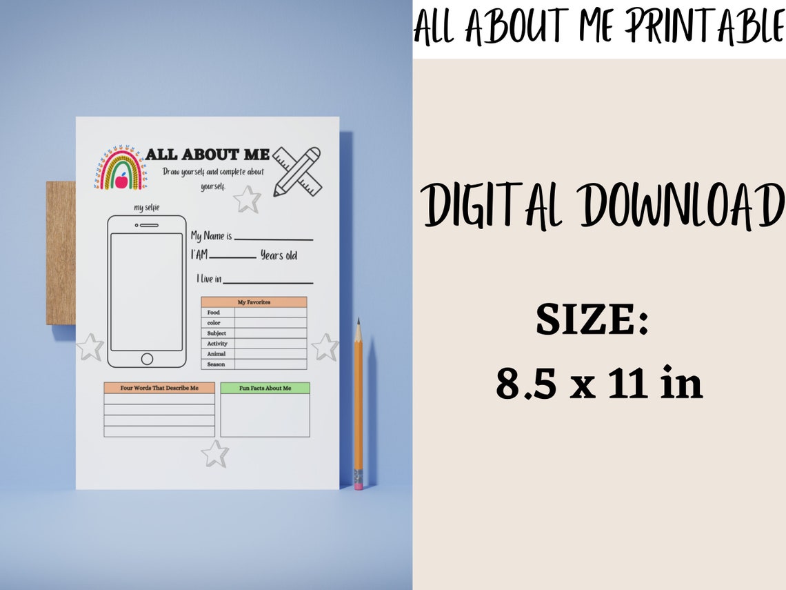 Back to School All About Me Student Worksheet First Day of School About ...