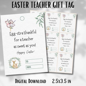 Easter Teacher Gift Tags, Bunny Favor Teacher Tags, Goodie Bag Tags ...