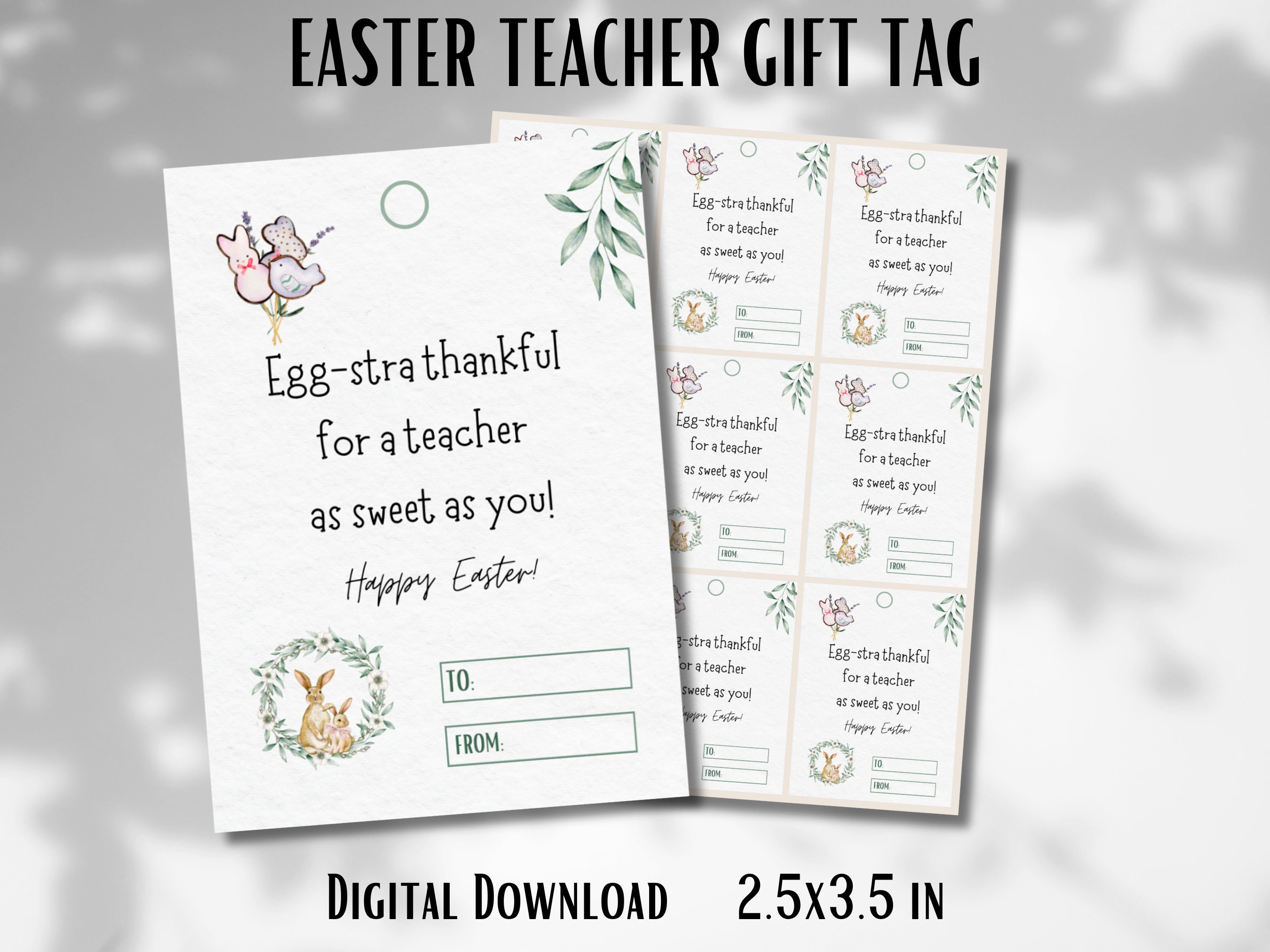 Easter Teacher Gift Tags, Bunny Favor Teacher Tags, Goodie Bag Tags ...