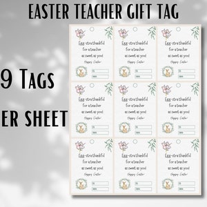 Easter Teacher Gift Tags, Bunny Favor Teacher Tags, Goodie Bag Tags ...
