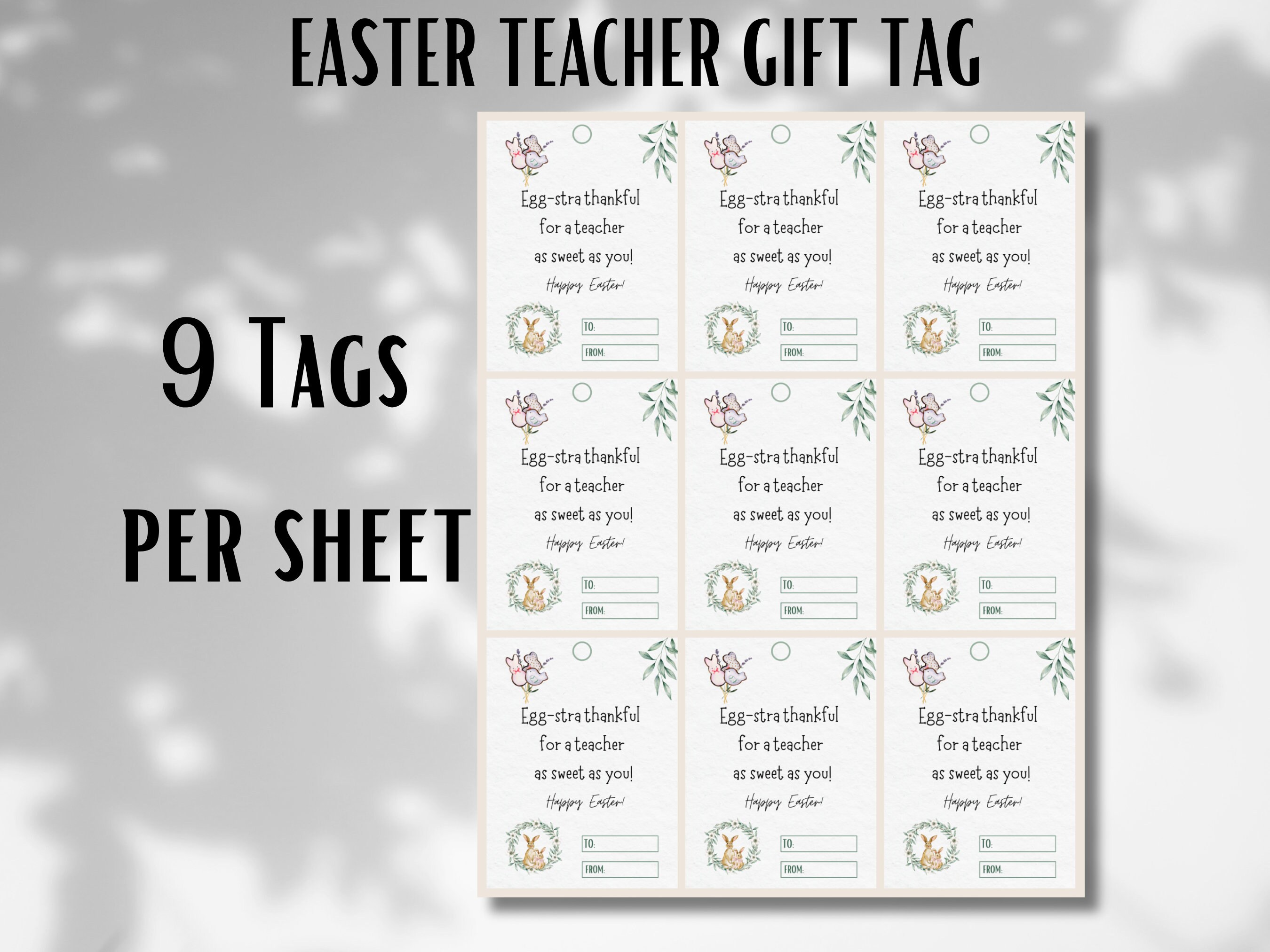 Easter Teacher Gift Tags, Bunny Favor Teacher Tags, Goodie Bag Tags ...