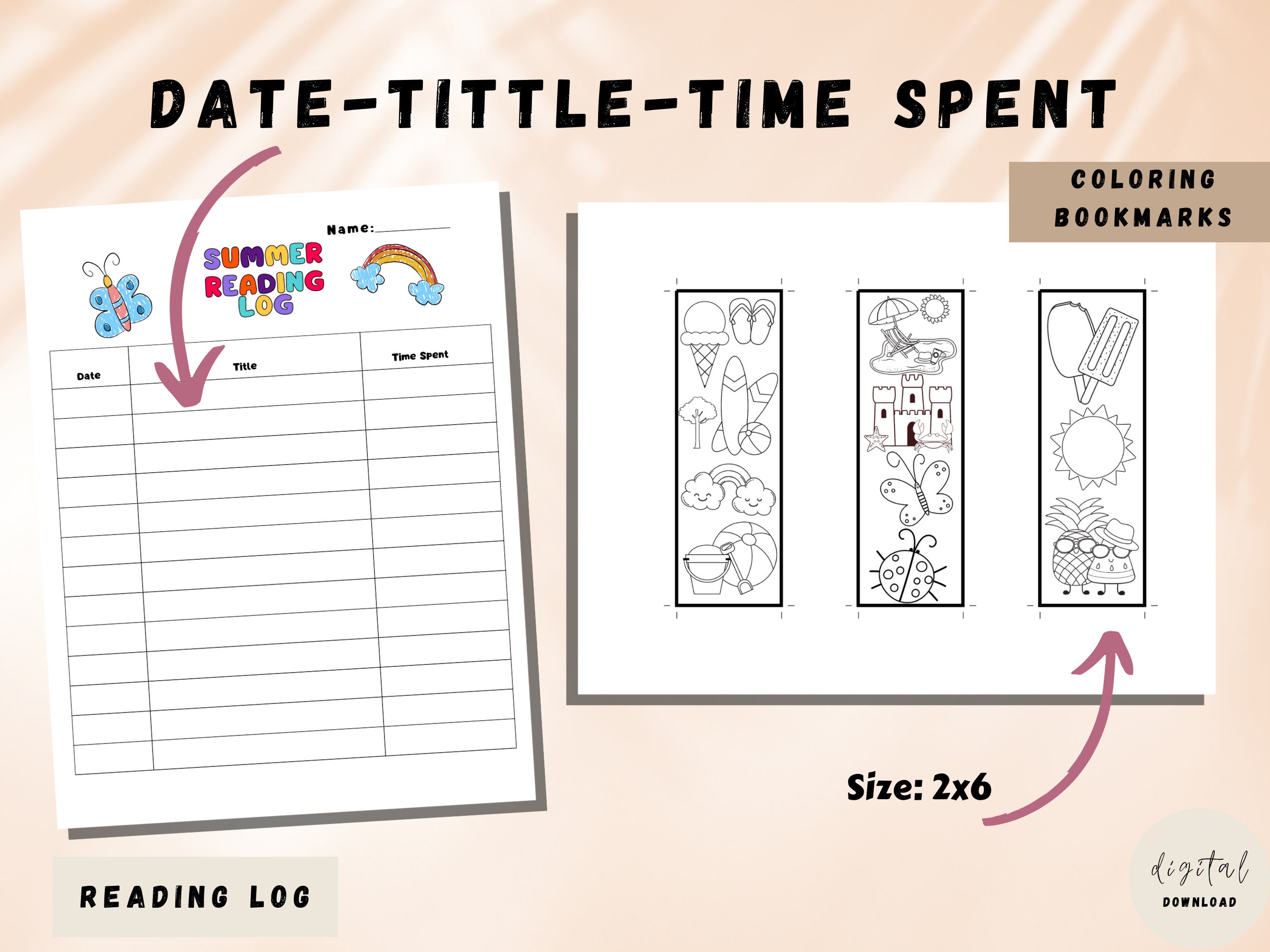 Summer Reading List Teens, Kids Reading Log Coloring Bookmarks Children ...