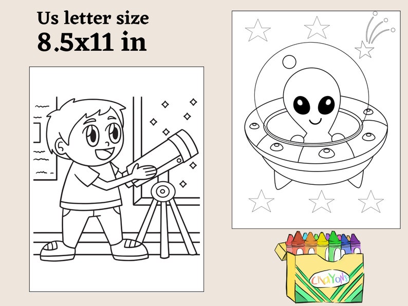 Space-themed Coloring Pages Space Planets Coloring Book Summer - Etsy