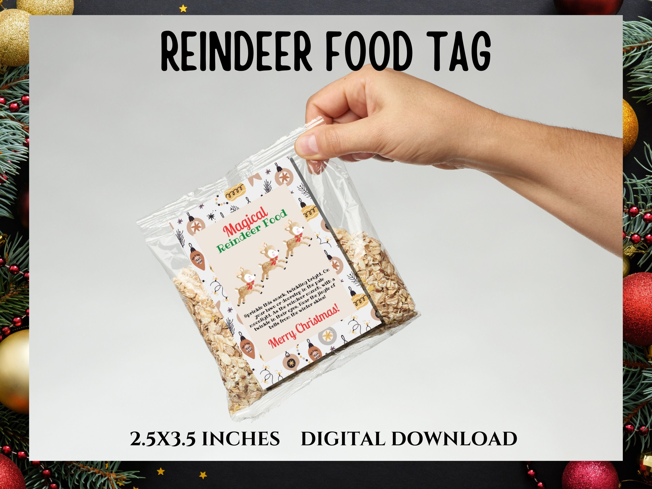 Magic Reindeer Food Tag Reindeer Food Labels Christmas Eve Tradition ...
