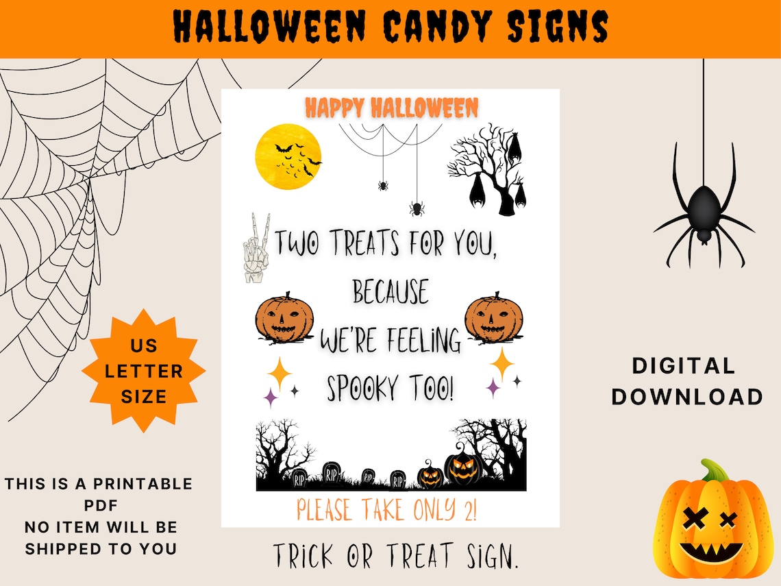 Trick or Treat Sign Halloween Candy Sign Halloween Porch Sign Please ...
