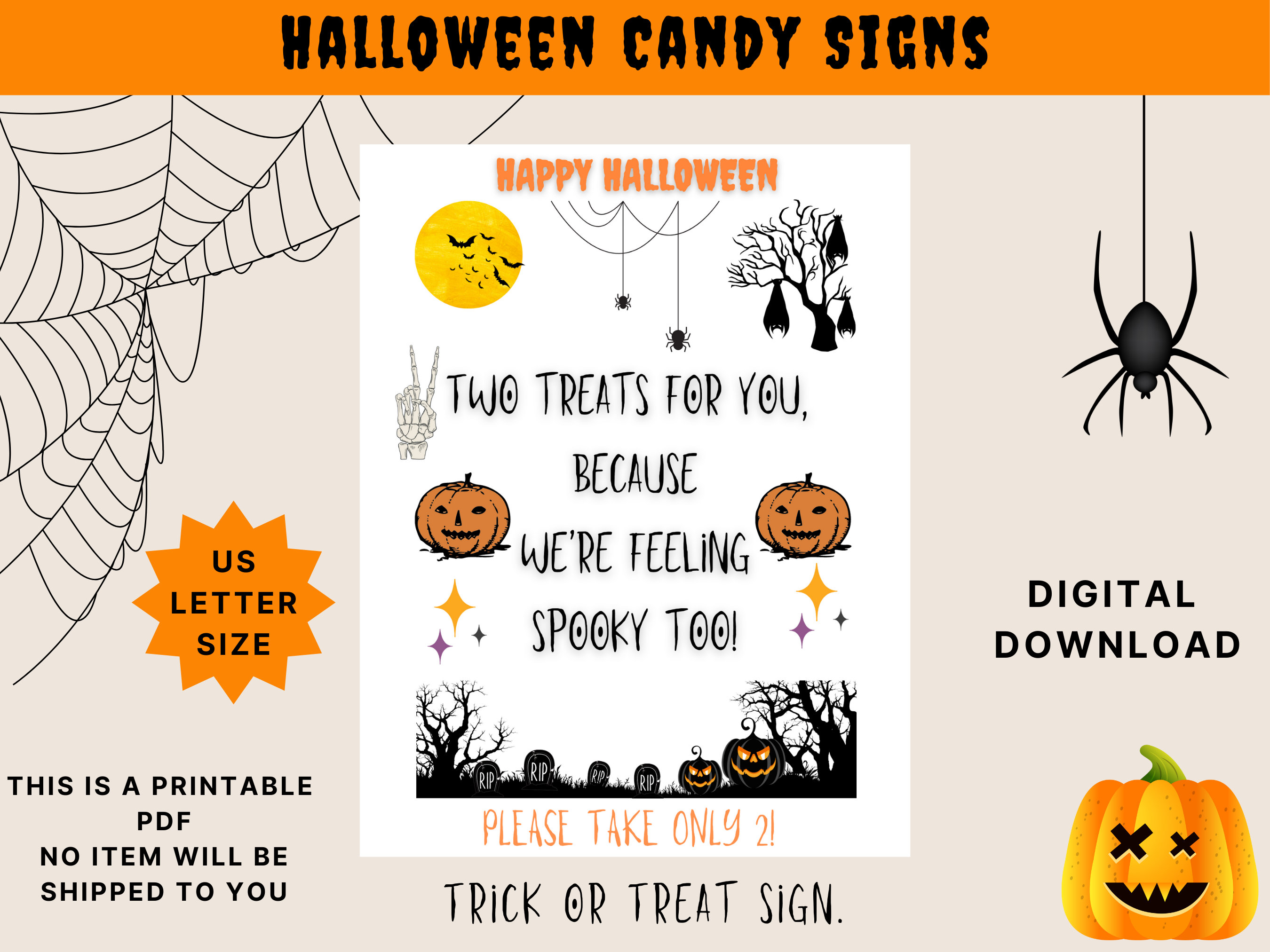 Trick or Treat Sign Halloween Candy Sign Halloween Porch Sign Please ...