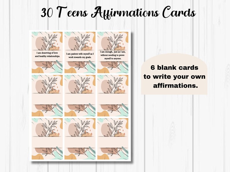 Teen Confidence Booster Affirmation Cards 30 Daily Inspirational ...