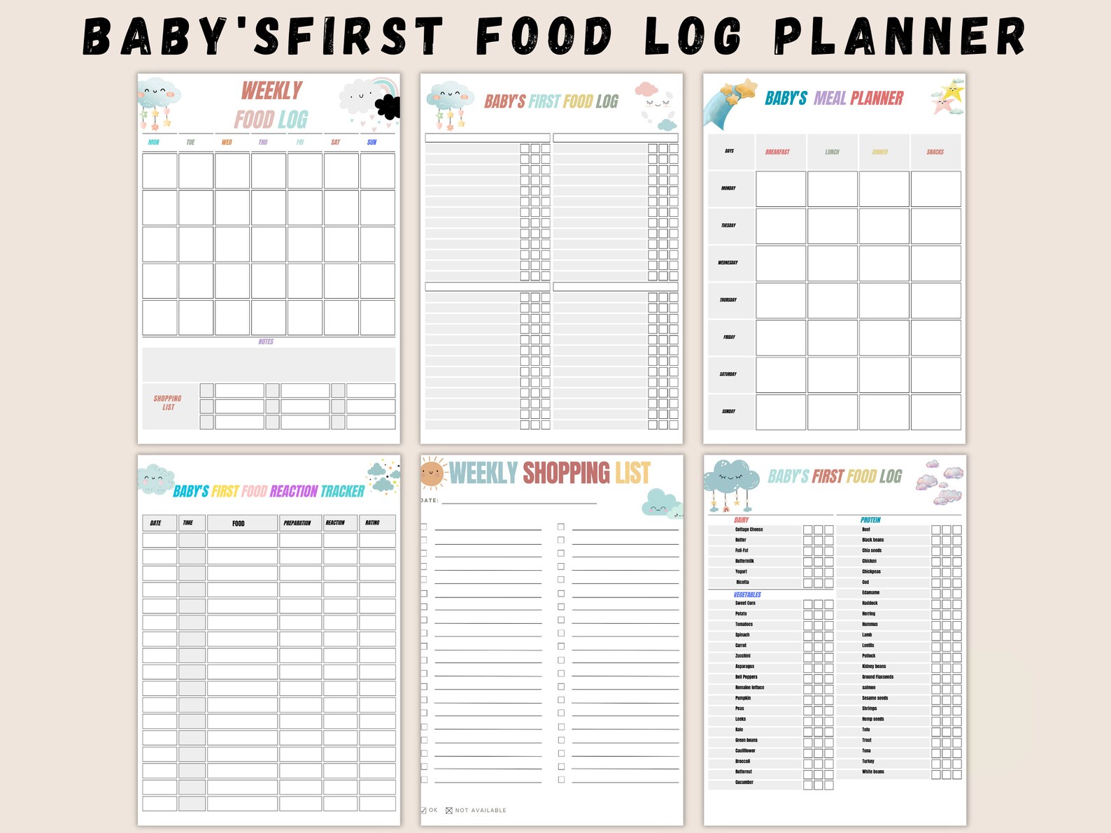Baby First Food Planner Checklist Baby Food Diary Tracker - Etsy