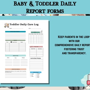 Childcare Daily Log Report Forms Baby and Toddler Activity Log Perfect ...