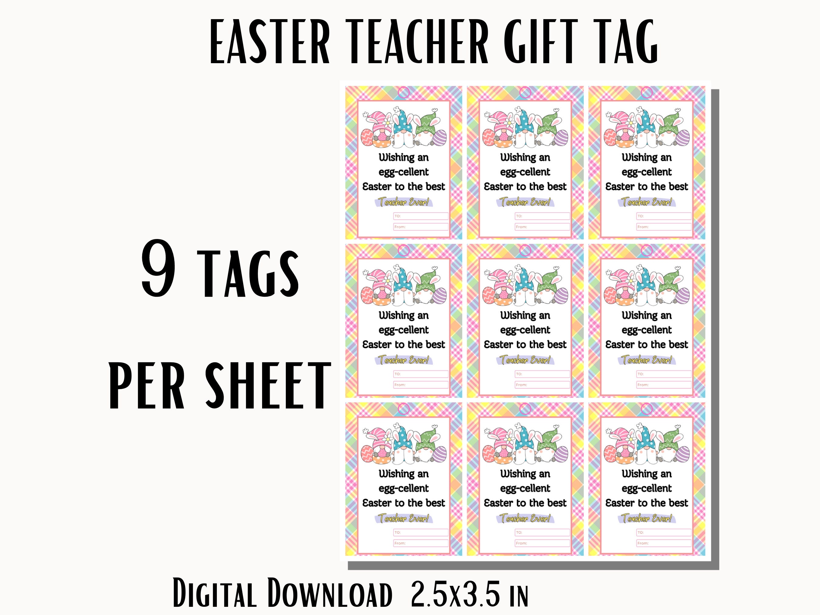 Easter Teacher Gift Tags, Bunny Favor Teacher Tags, Goodie Bag Tags ...