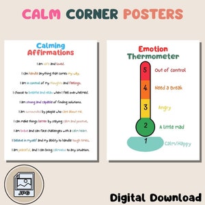 Calm Down Corner Posters Grounding Classroom Calming Technique Kid's ...