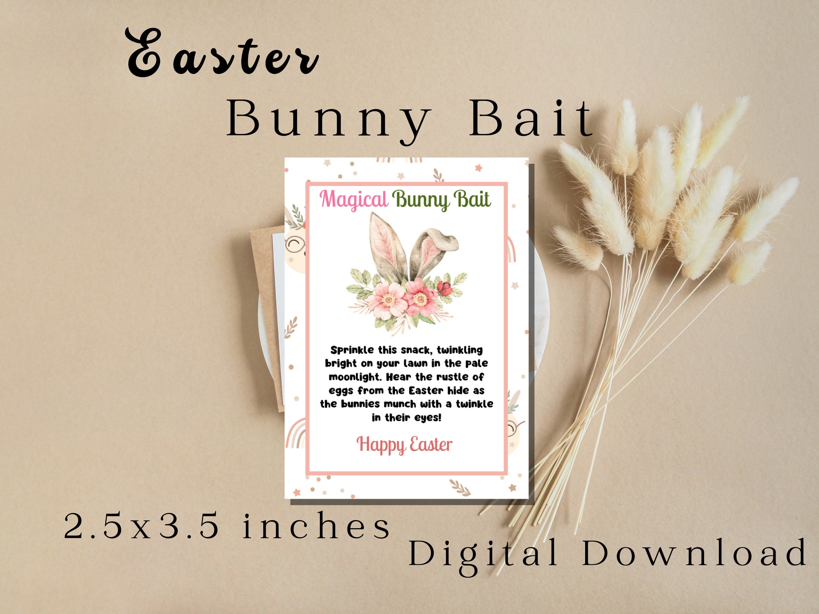 Printable Easter Bunny Bait Card - Adorable Bunny Food Tag, Perfect for ...