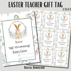 Easter Teacher Gift Tags, Bunny Favor Teacher Tags, Goodie Bag Tags ...
