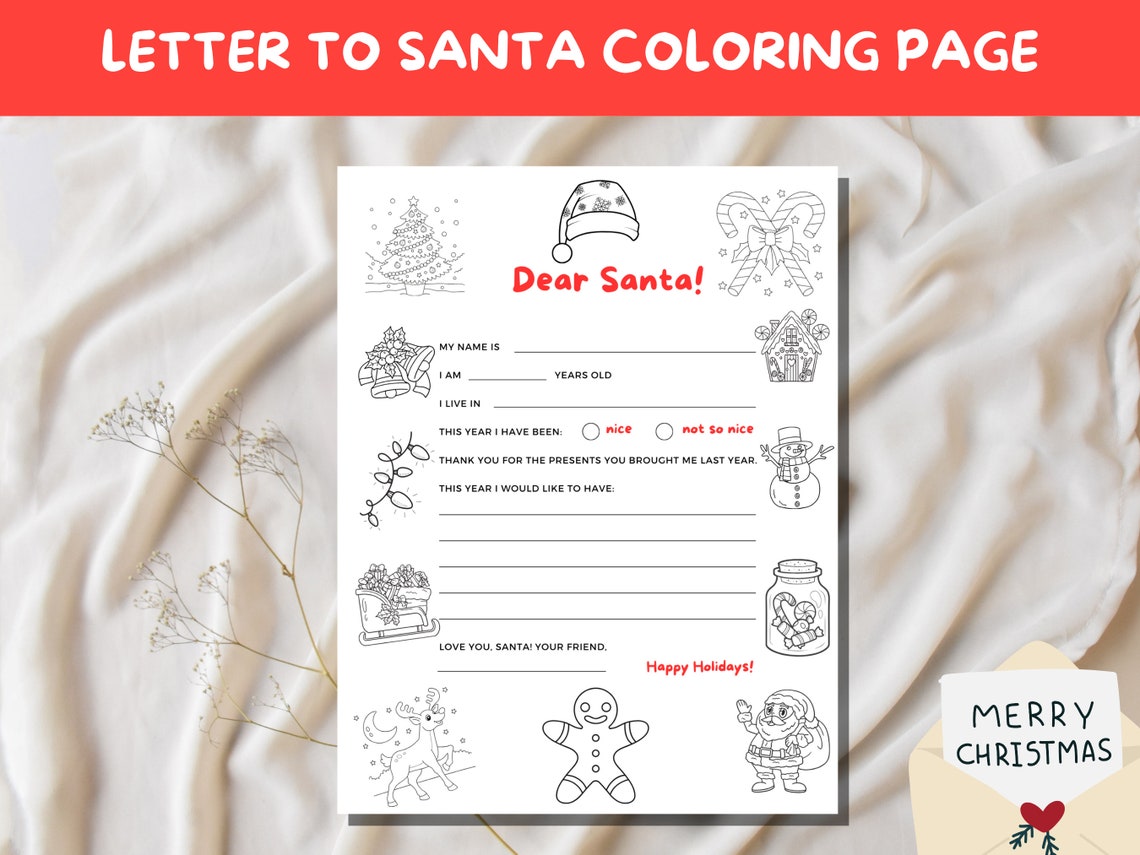 Dear Santa Letter Coloring Page Christmas Wish List Christmas Kids ...