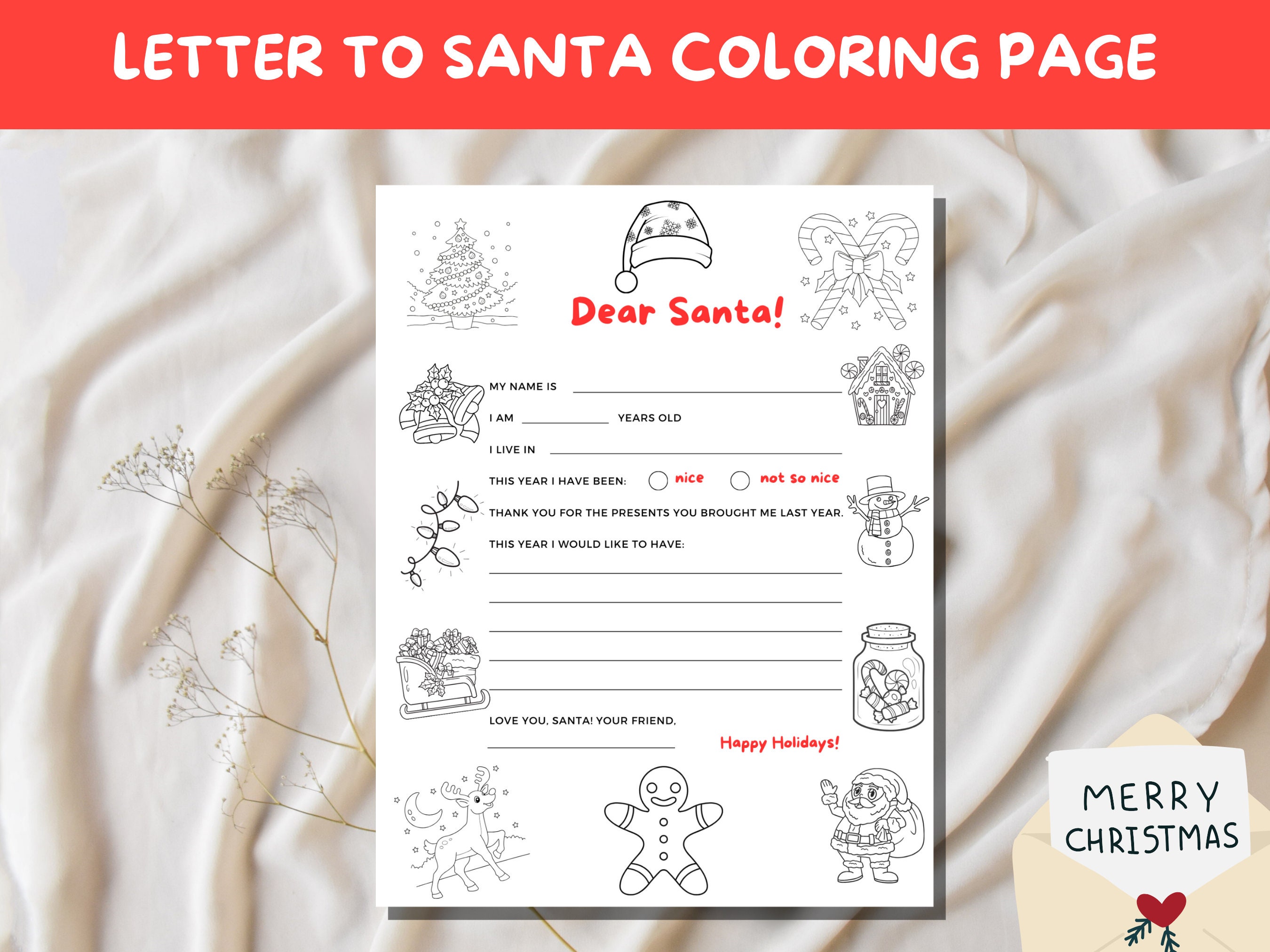 Dear Santa Letter Coloring Page Christmas Wish List Christmas Kids ...