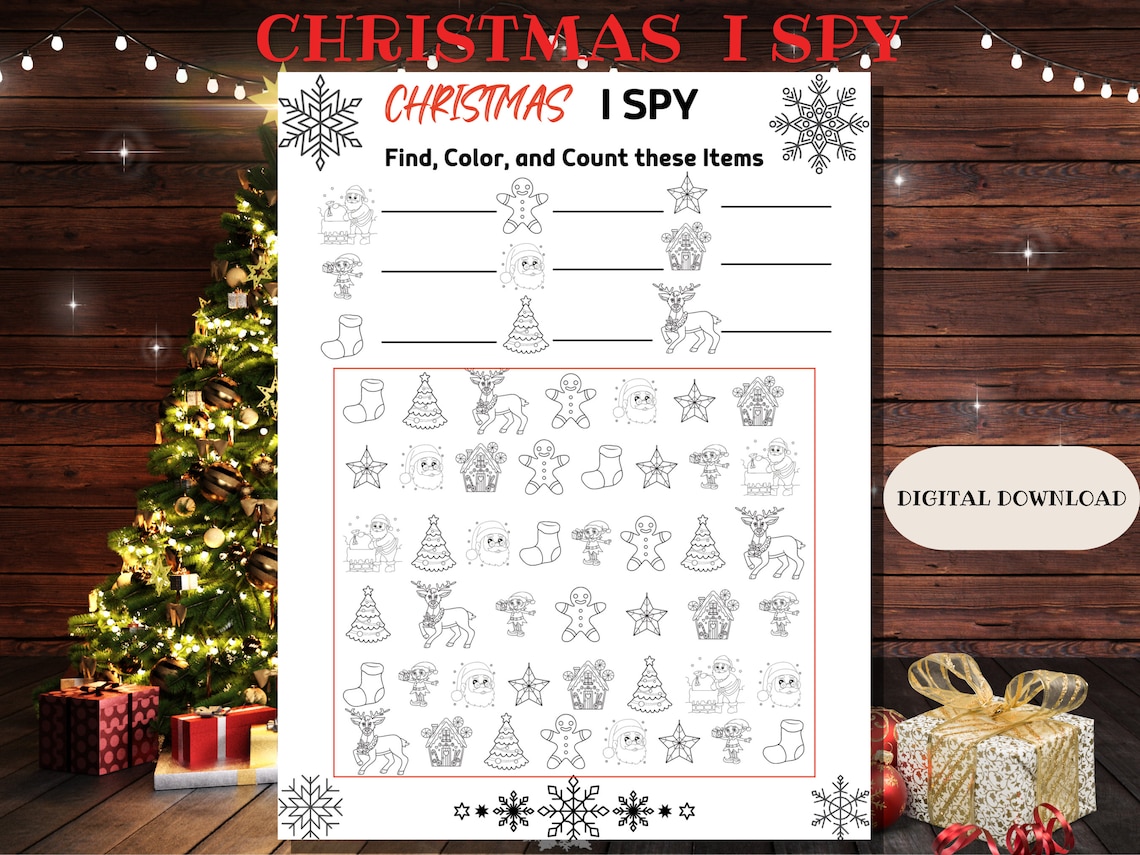 Christmas I Spy Printable Activity Kid's Christmas Party - Etsy