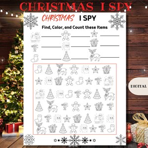 Christmas I Spy Printable Activity, Kid's Christmas Party Game, Busy ...