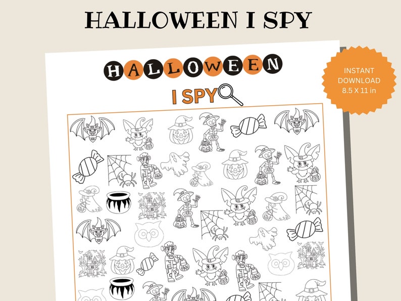 Halloween I SPY Printable Fun Search and Find Activity for Kids and ...