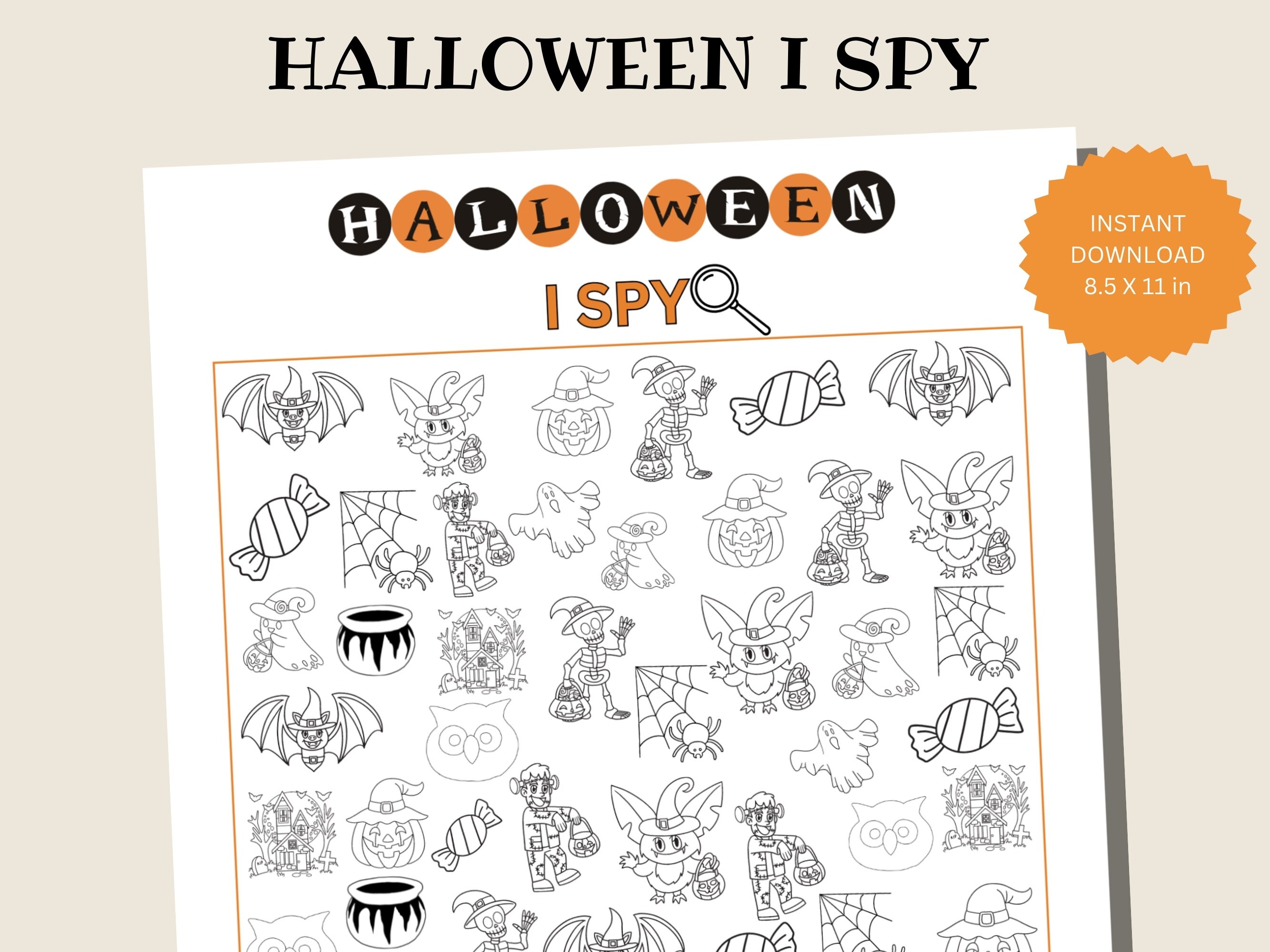 Halloween I SPY Printable Fun Search and Find Activity for Kids and ...