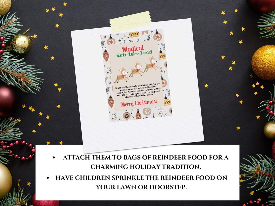 Magic Reindeer Food Tag Reindeer Food Labels Christmas Eve Tradition ...