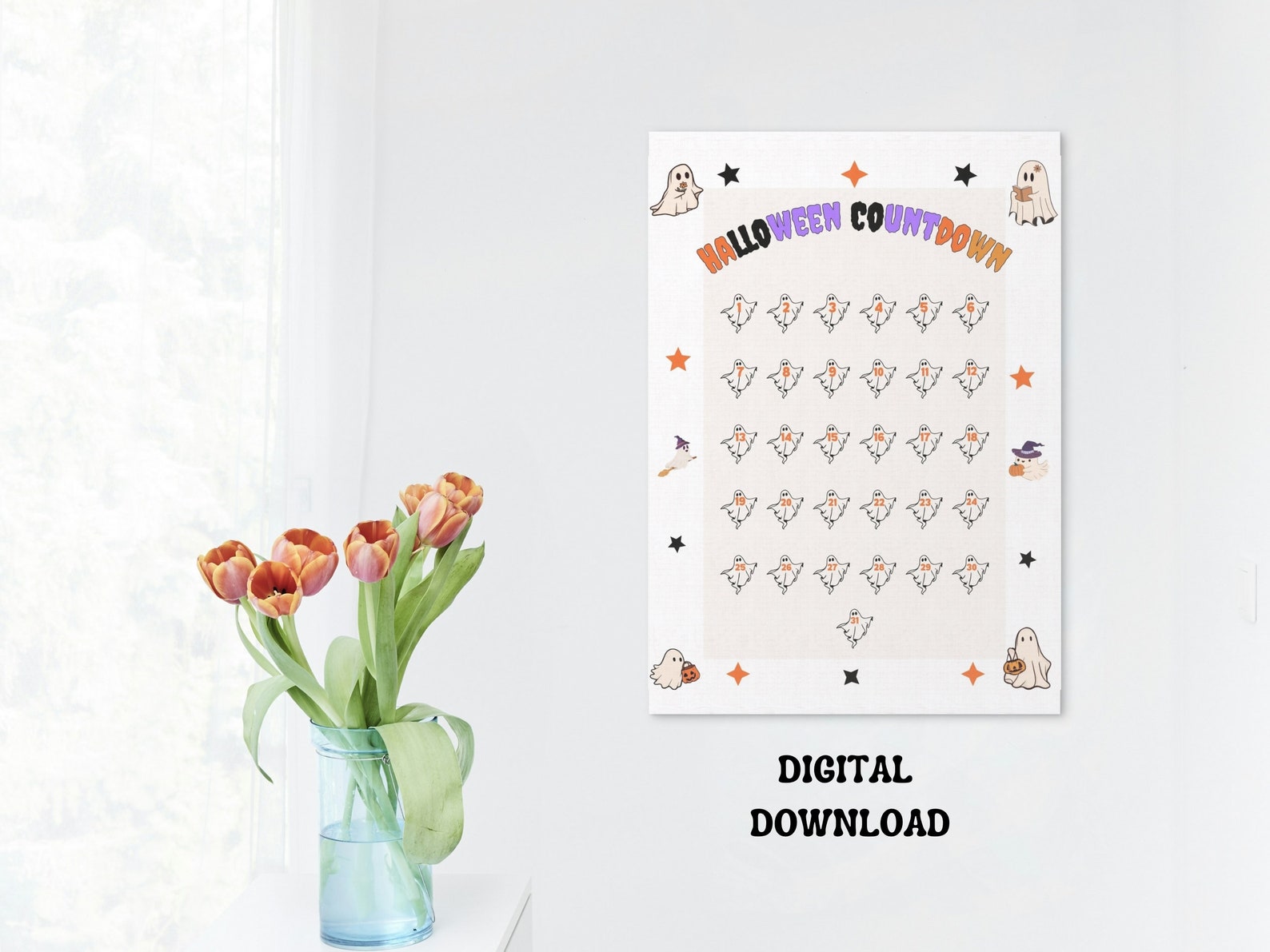 Halloween Countdown Printable, Halloween Advent Calendar Gift, Fall ...