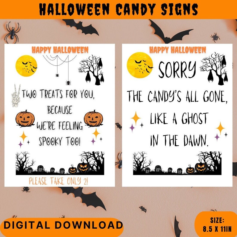 Trick or Treat Sign Halloween Candy Sign Halloween Porch Sign Please ...