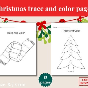 Christmas Tracing Practice Worksheets for Preschoolers and Handwriting ...